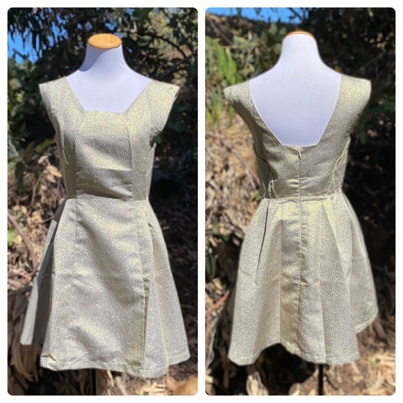 Esley | Dresses | Esley Gold Foil Metallic Cocktail Formal Dress | Poshmark